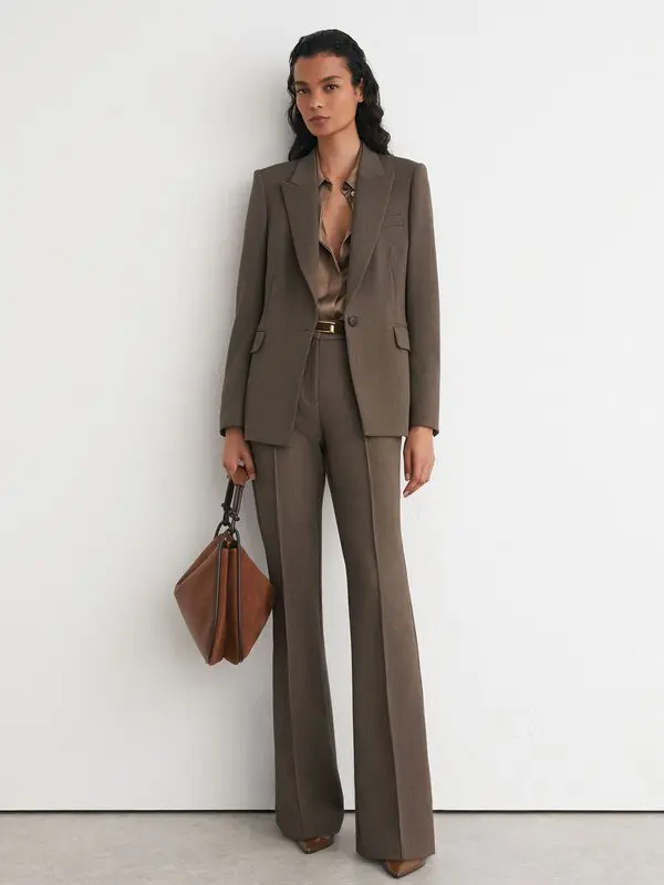REISS Black & Neutral Petite Puppytooth Single-breasted Suit Blazer