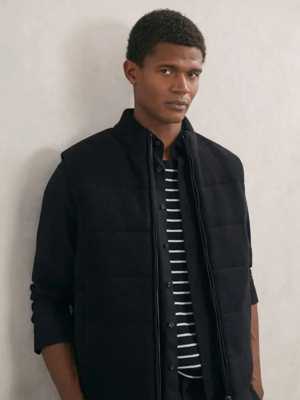 REISS Rib-knit Zip-through Gilet