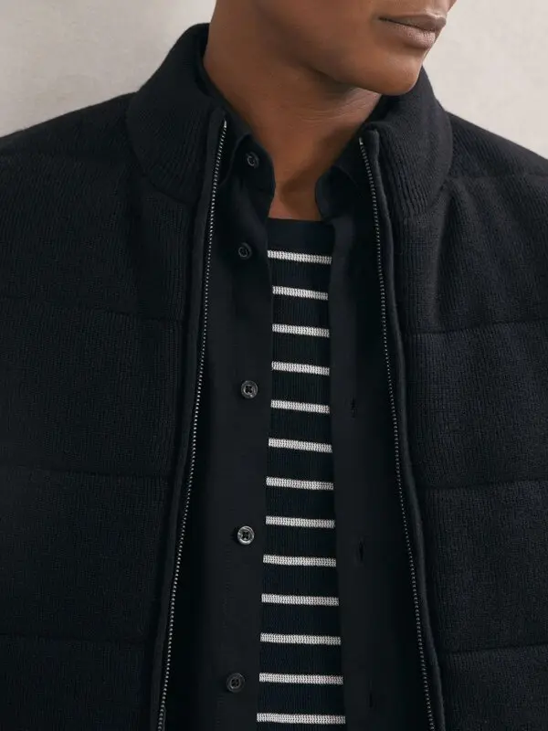 REISS Rib-knit Zip-through Gilet