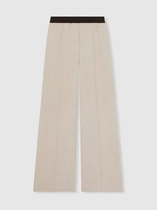 REISS Wide-leg Elasticated-waist Trousers - Neutral