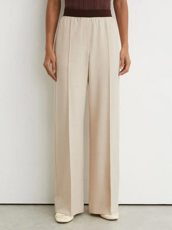 REISS Wide-leg Elasticated-waist Trousers - Neutral