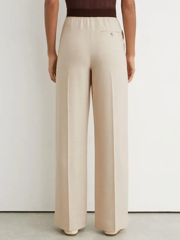 REISS Wide-leg Elasticated-waist Trousers - Neutral