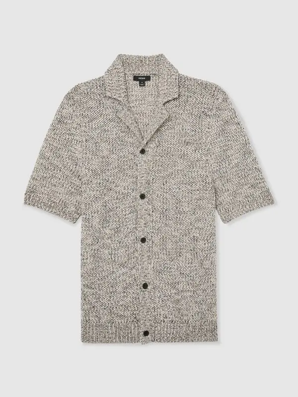 REISS Marled Cuban-collar Knitted Shirt