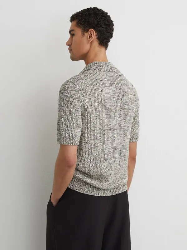 REISS Marled Cuban-collar Knitted Shirt