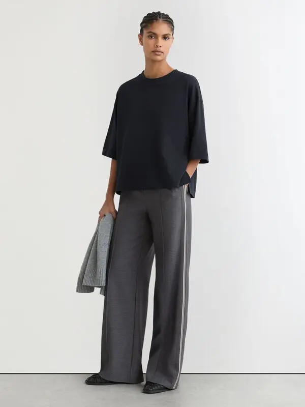 REISS Cotton Ribbed-neck Oversized T-shirt