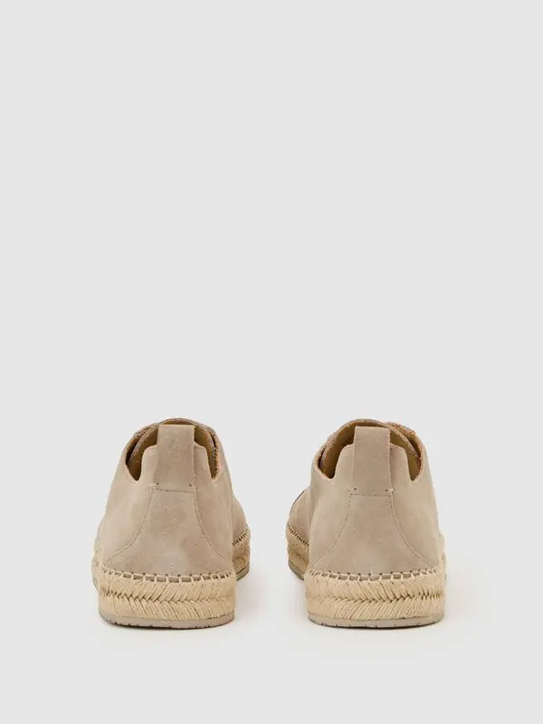 REISS Suede Espadrille Lace-up Trainers - Stone