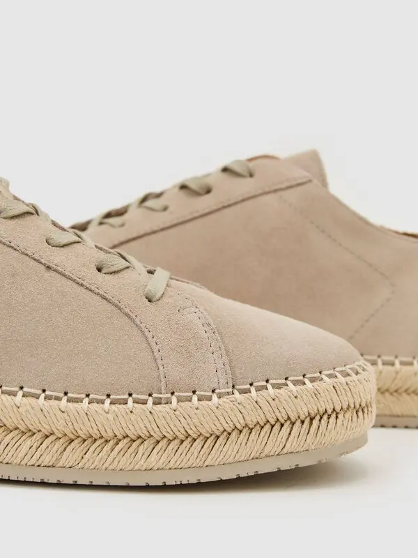 REISS Suede Espadrille Lace-up Trainers - Stone