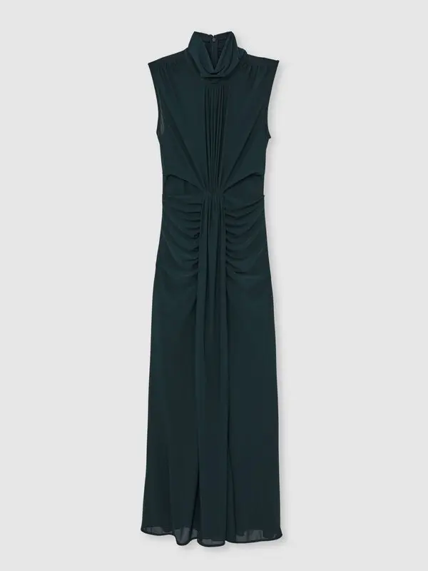 REISS Ruched Sleeveless Maxi Dress - Teal