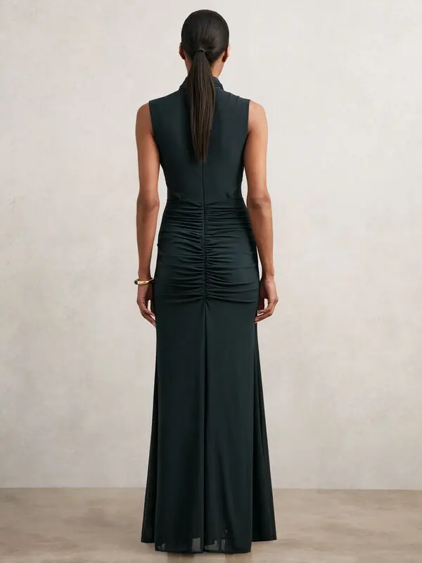 REISS Ruched Sleeveless Maxi Dress - Teal