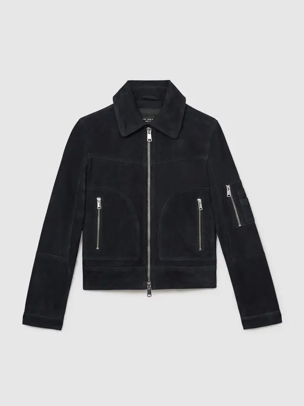 REISS Suede Zip-through Jacket