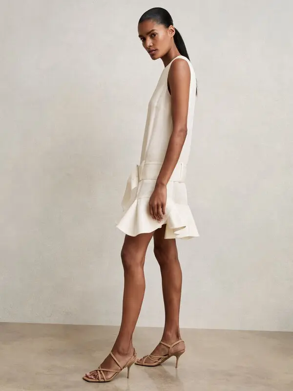 REISS Ruffled Belted Mini Dress