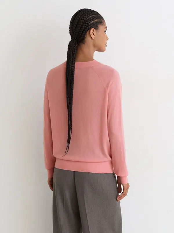 REISS Merino Wool V-neck Jumper - Pink