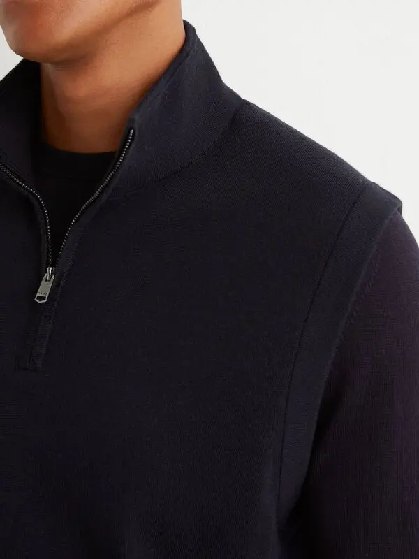 REISS Wool Half-zip Funnel-neck Vest