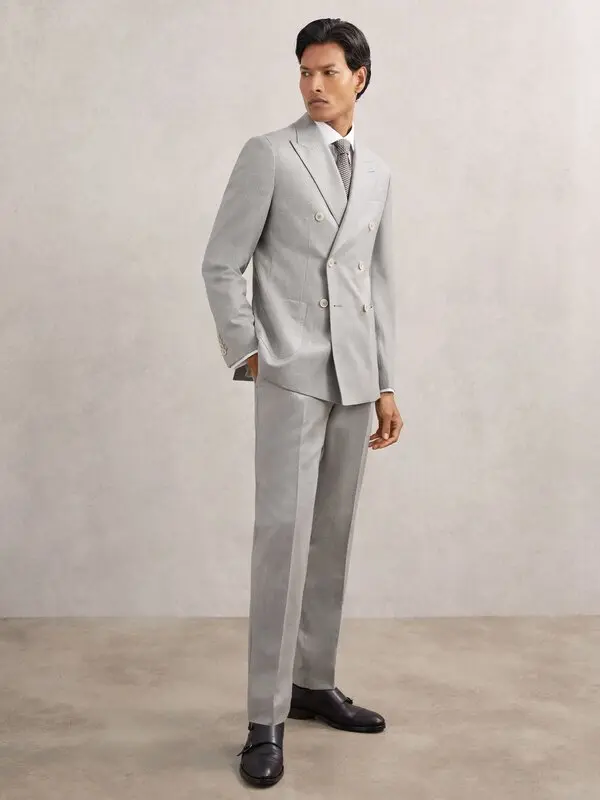 REISS Wool-flannel Tailored-fit Suit Trousers
