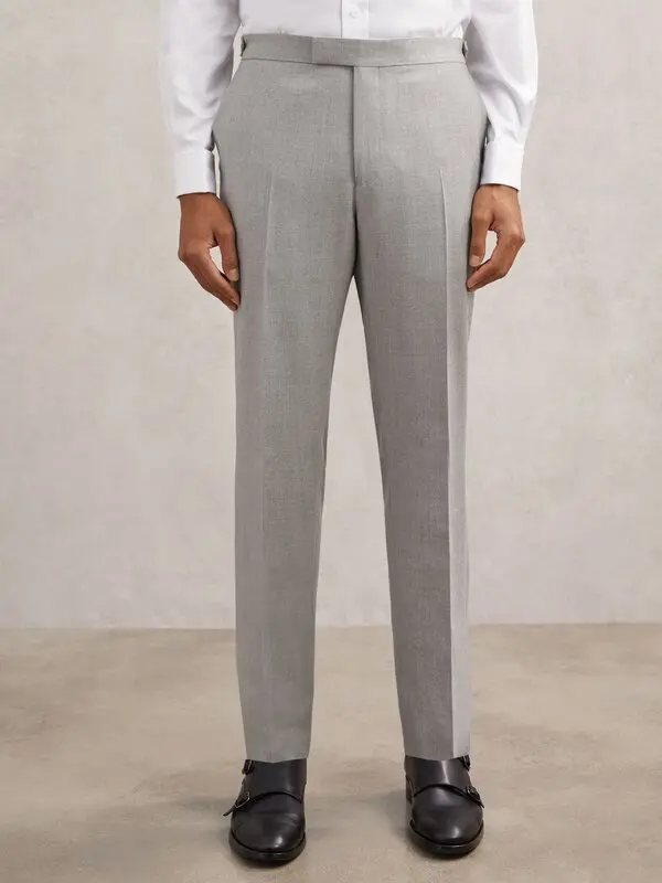 REISS Wool-flannel Tailored-fit Suit Trousers