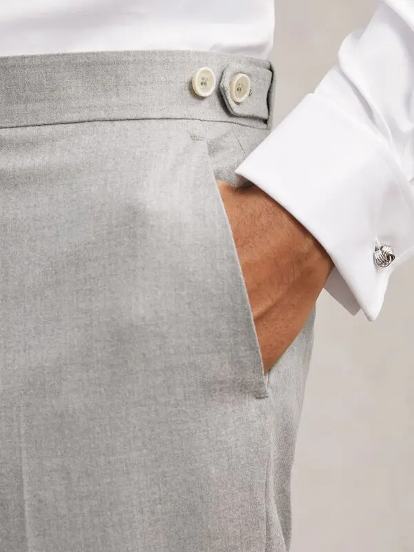 REISS Wool-flannel Tailored-fit Suit Trousers