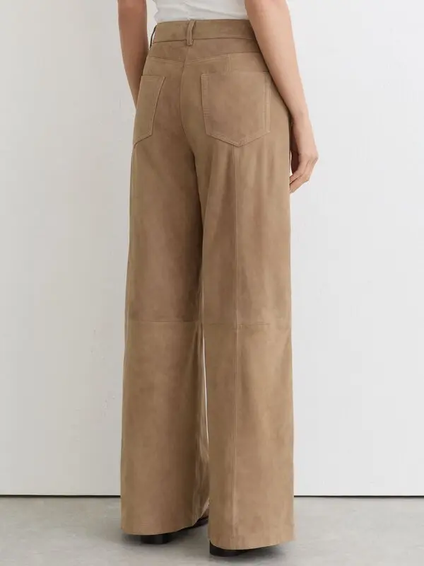REISS Petite Suede Wide-leg Trousers