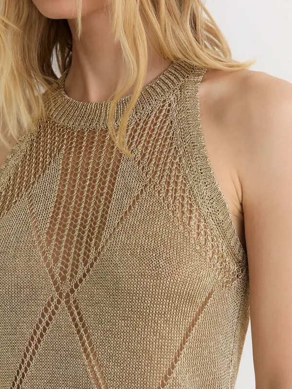 REISS Textured-knit Metallic Vest