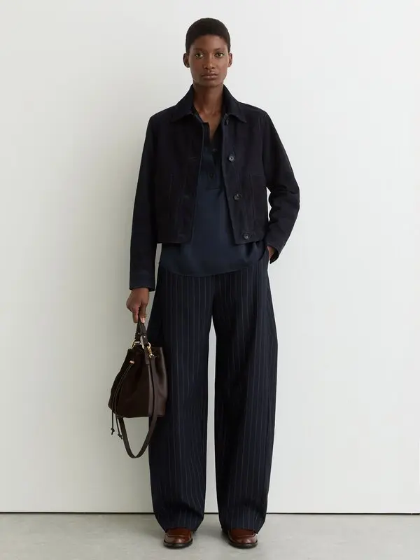 REISS Barrel-leg Pinstripe Trousers
