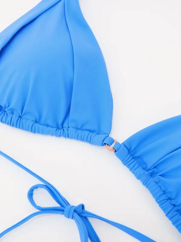 REISS Shimmer Pleat-detail Triangle Bikini Top - Blue