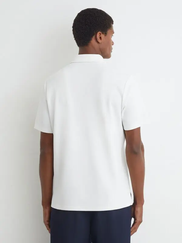 REISS Textured Concealed-placket Polo Shirt - White