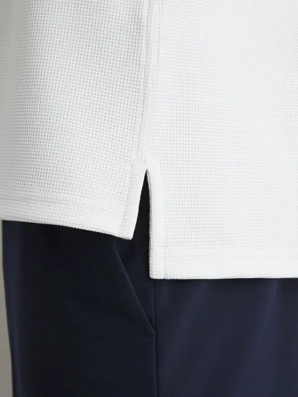 REISS Textured Concealed-placket Polo Shirt - White
