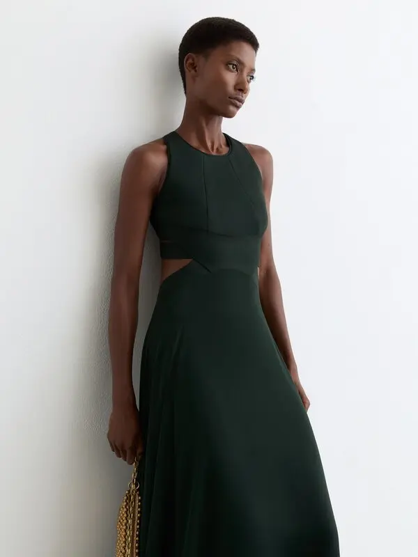 REISS Cut-out Racerback Maxi Dress - Green