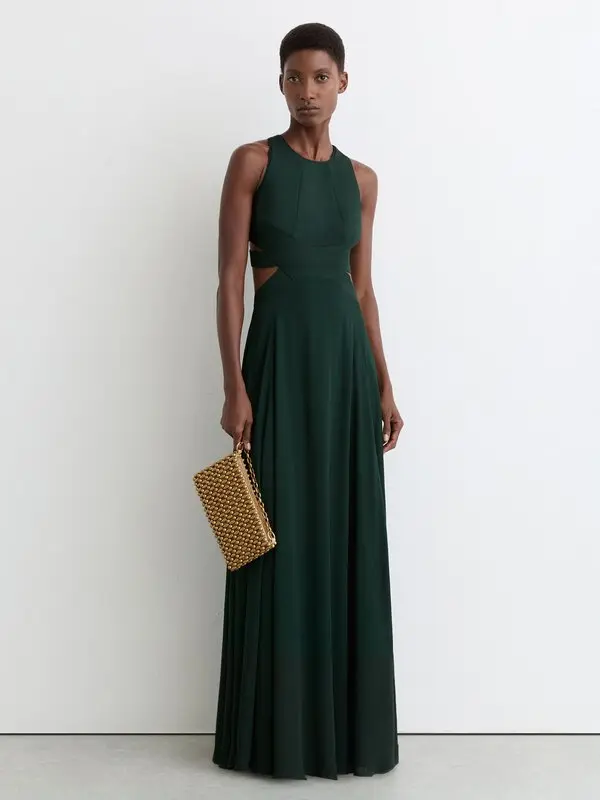 REISS Cut-out Racerback Maxi Dress - Green