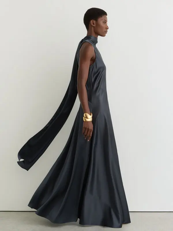 REISS Fae Cape Maxi Dress - Grey