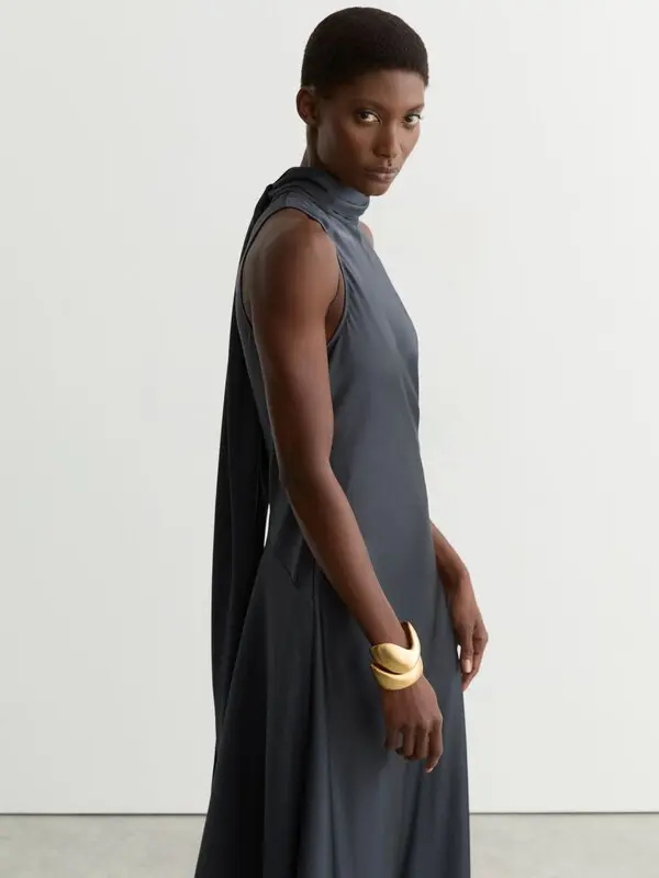 REISS Fae Cape Maxi Dress - Grey