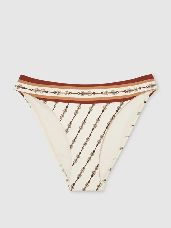 REISS Chain-print Fixed-side Bikini Bottoms