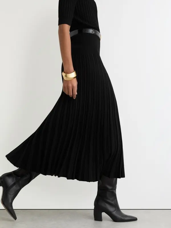 REISS Button-detail Knitted Midi Dress - Black