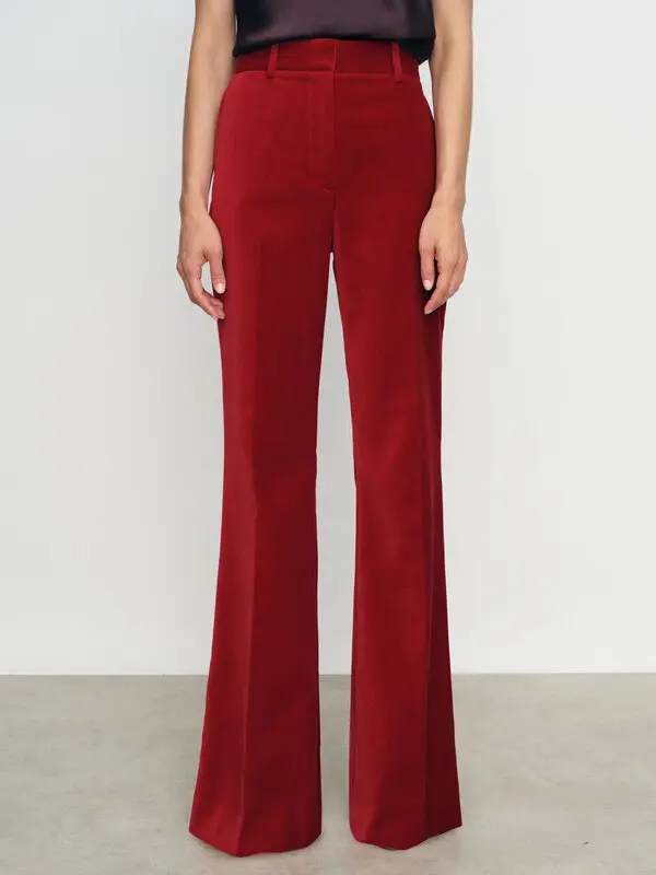 REISS Velvet Tuxedo-stripe Flared Trousers - Red