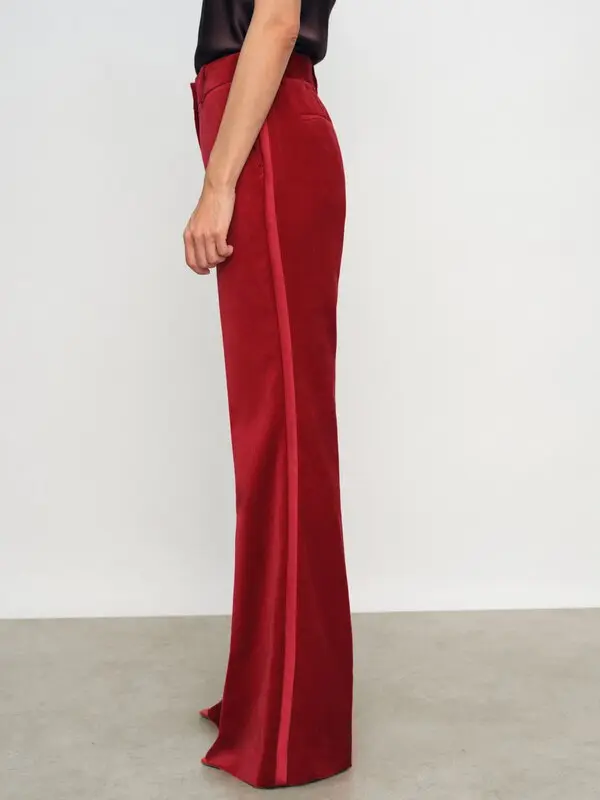 REISS Velvet Tuxedo-stripe Flared Trousers - Red
