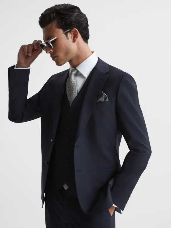 REISS Modern Fit Travel Blazer - Navy