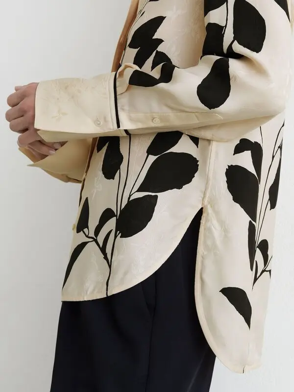 REISS Leaf-print Jacquard Long-sleeve Shirt