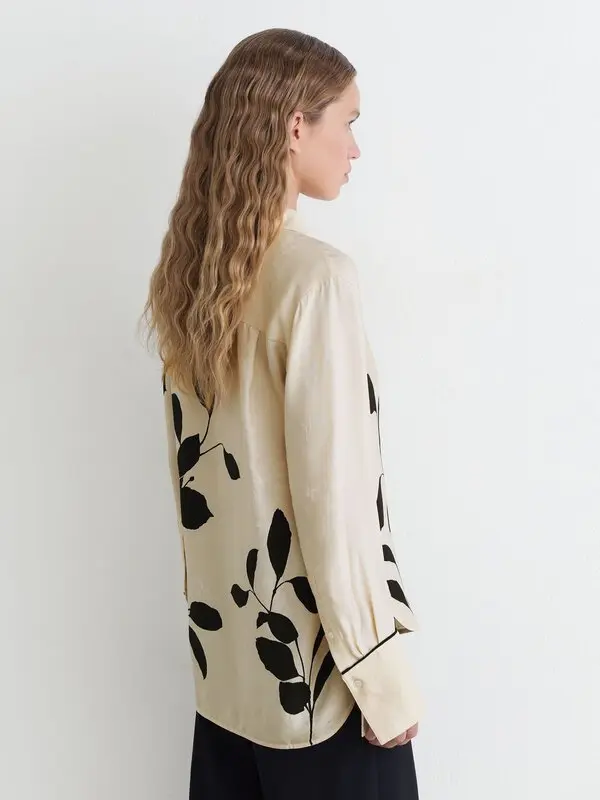REISS Leaf-print Jacquard Long-sleeve Shirt