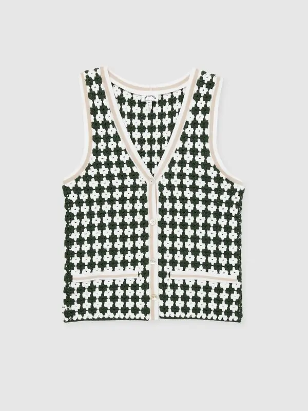 The Upside Crochet Button Through Vest