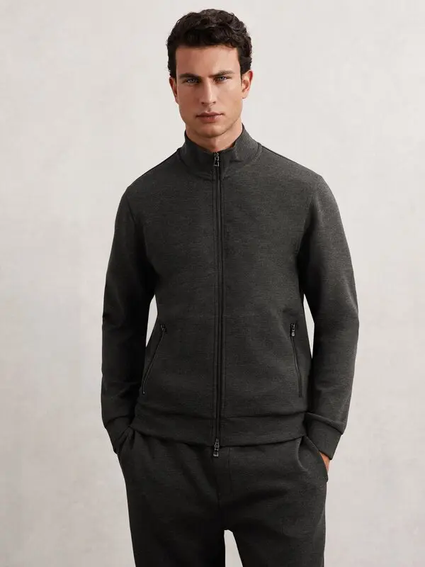 REISS Double-faced Jersey Zip Sweatshirt