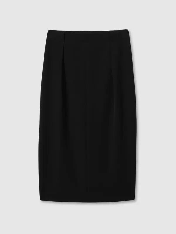 REISS Petite Tailored Midi Suit Skirt - Black