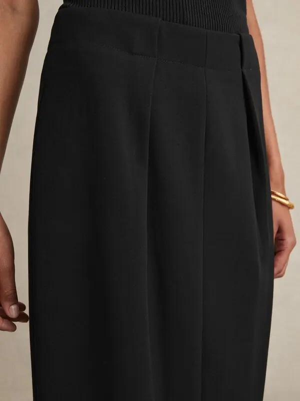 REISS Petite Tailored Midi Suit Skirt - Black
