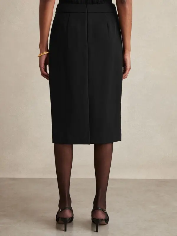 REISS Petite Tailored Midi Suit Skirt - Black
