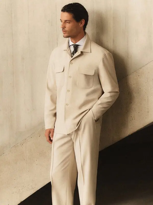 REISS Relaxed-fit Belted Pintuck Trousers - Stone