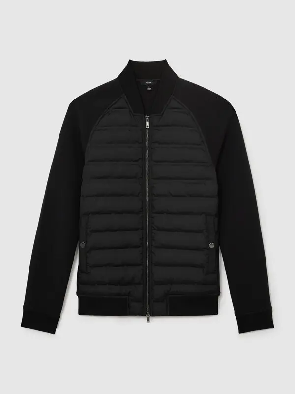 REISS Quilted Hybrid Bomber Jacket