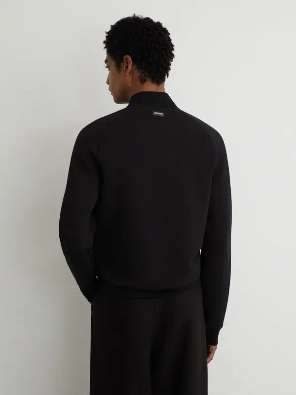 REISS Quilted Hybrid Bomber Jacket
