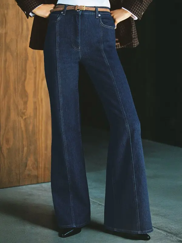 REISS Flared Seam-detail Jeans - Blue