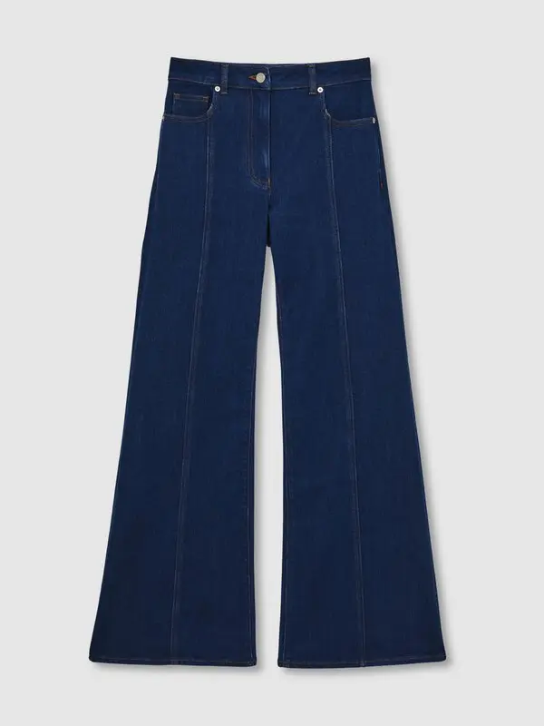 REISS Flared Seam-detail Jeans - Blue