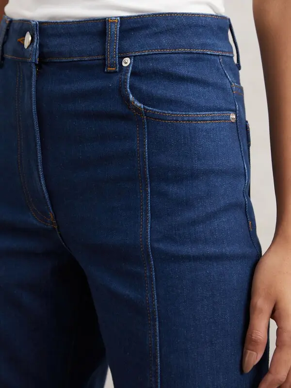 REISS Flared Seam-detail Jeans - Blue