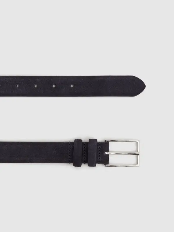 REISS Dante Suede Belt Leather Plain - Navy