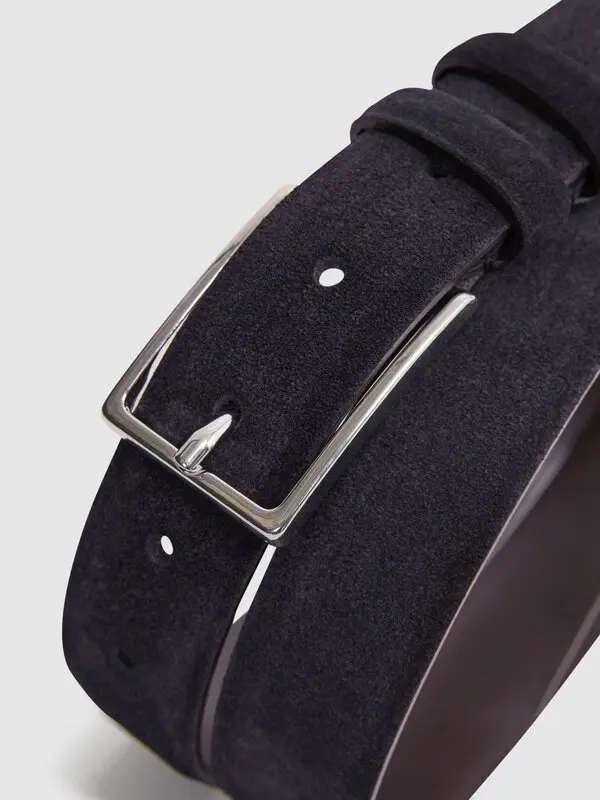 REISS Dante Suede Belt Leather Plain - Navy
